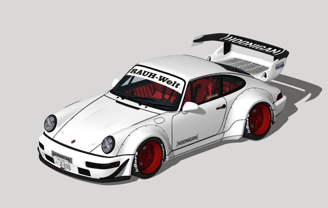 Tuned Porsche 911 Turbo 1991 - 3D Model by AlphaGroup