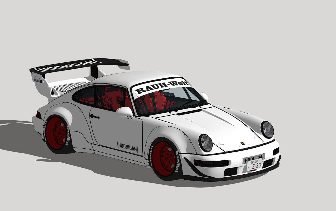 Tuned Porsche 911 Turbo 1991 - 3D Model by AlphaGroup