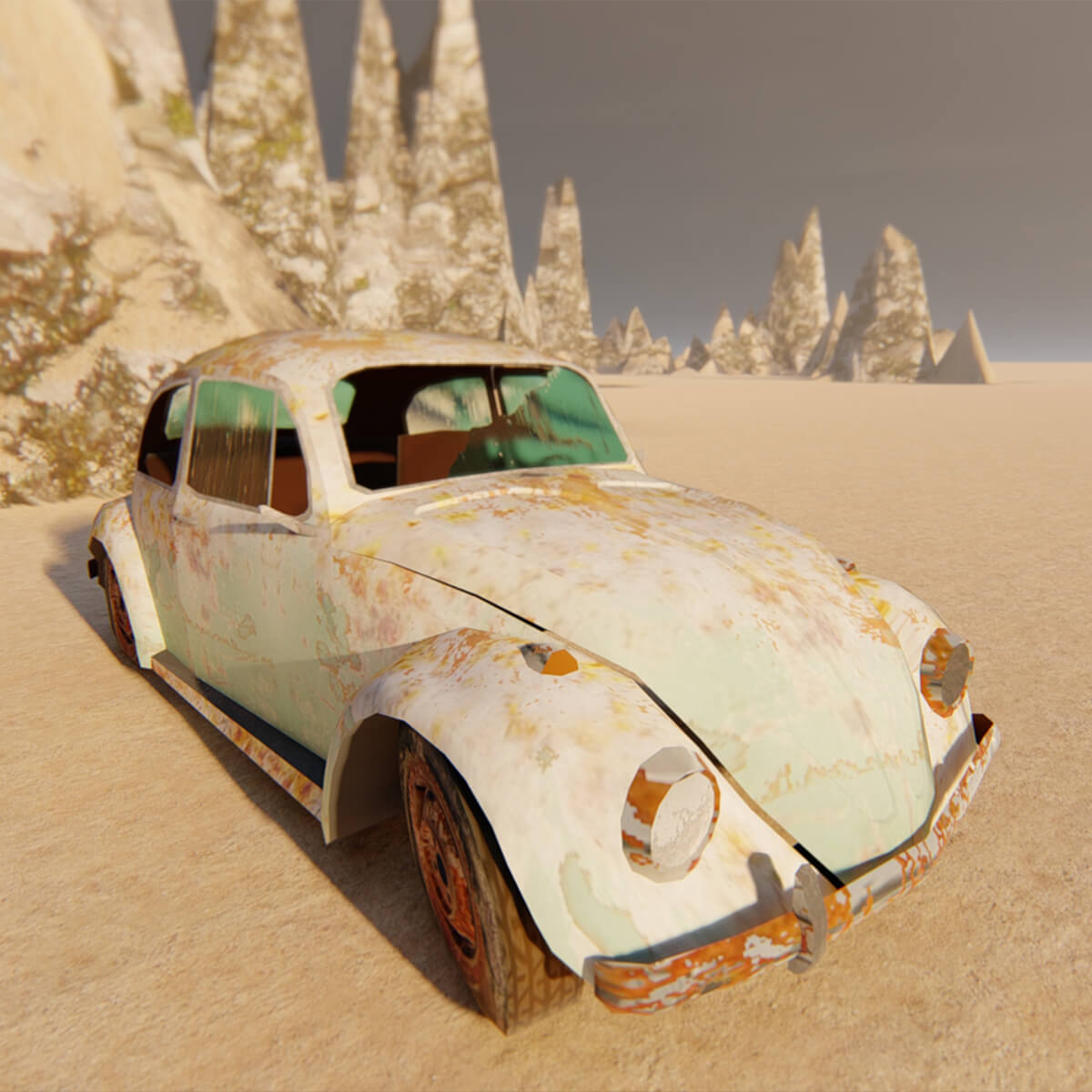 Volkswagen Fusca Rusty - 3D Model by AlphaGroup