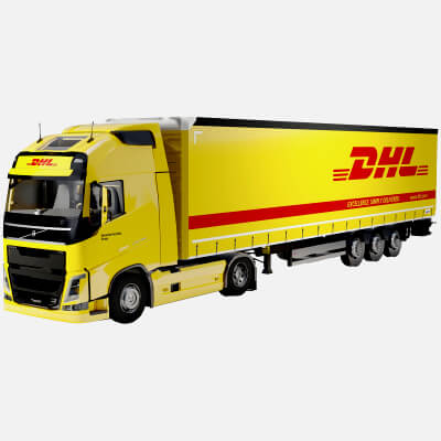 Volvo FH DHL Delivery Truck – Logistics Semi Trailer - 3D Model by ...