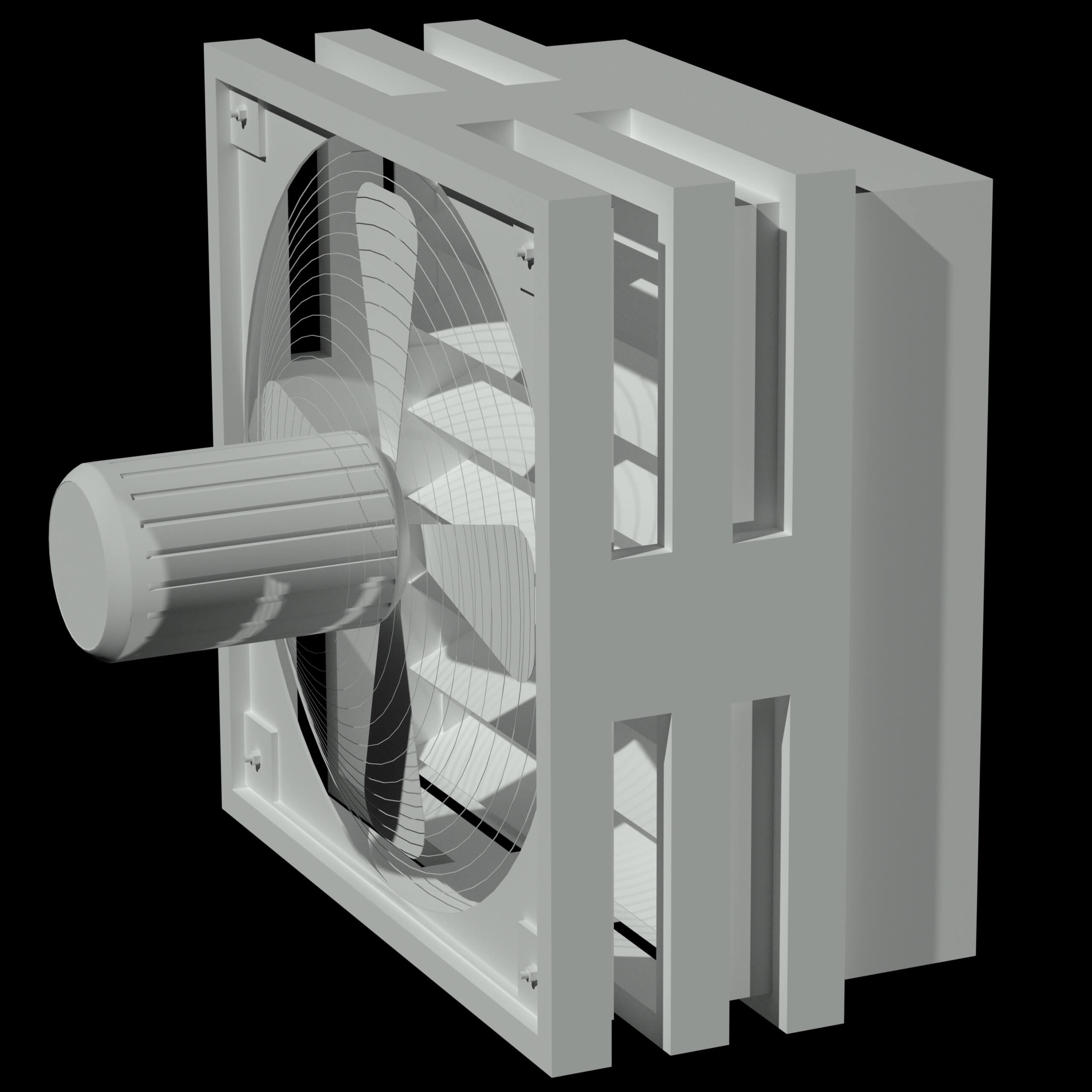 Wall Mounted Industrial Fan and Damper - 3D Model by amirgolnezhad