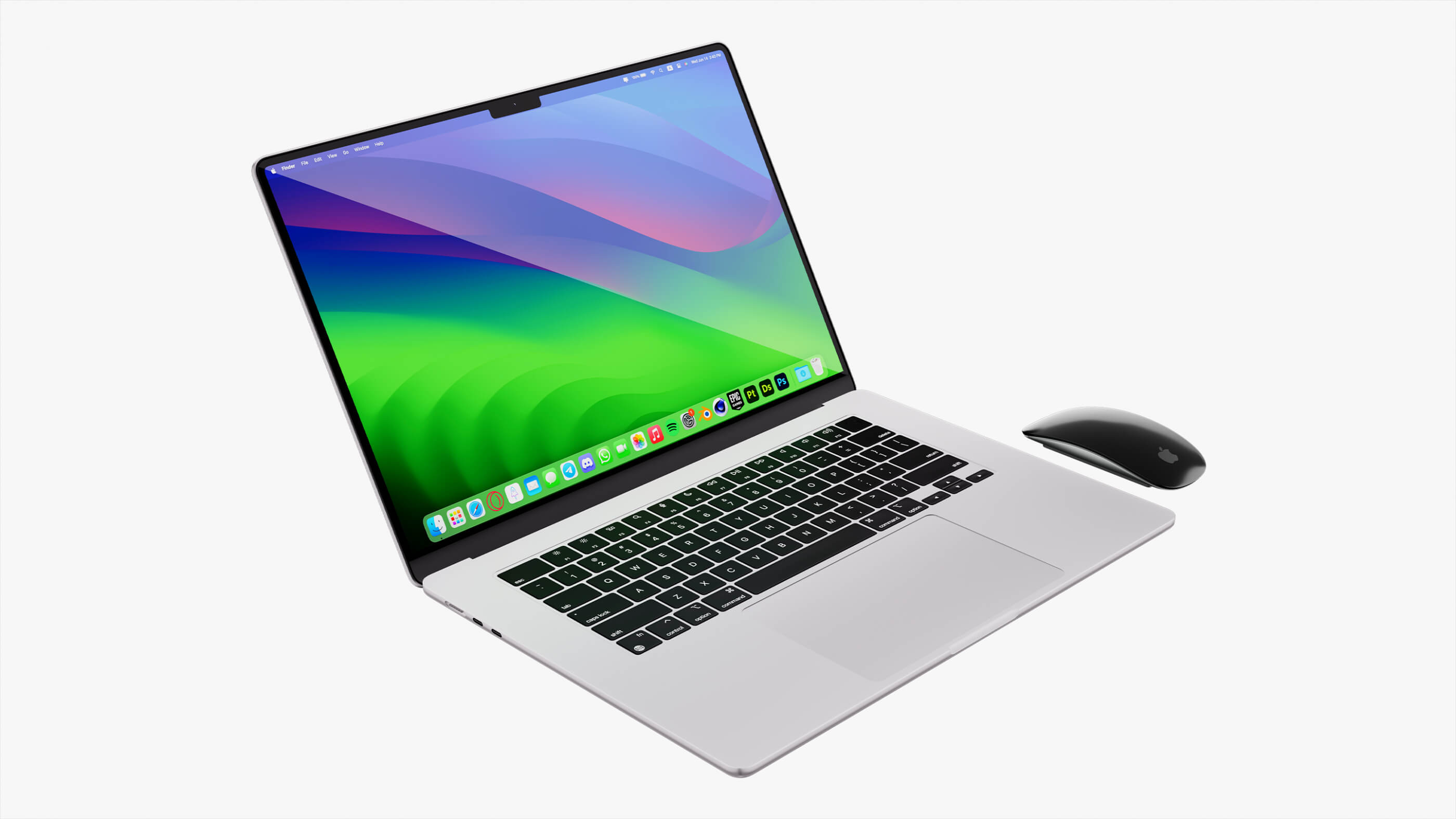 Apple MacBook Air 15 Inch Silver 2023 With Magic Mouse - 3D Model by ...