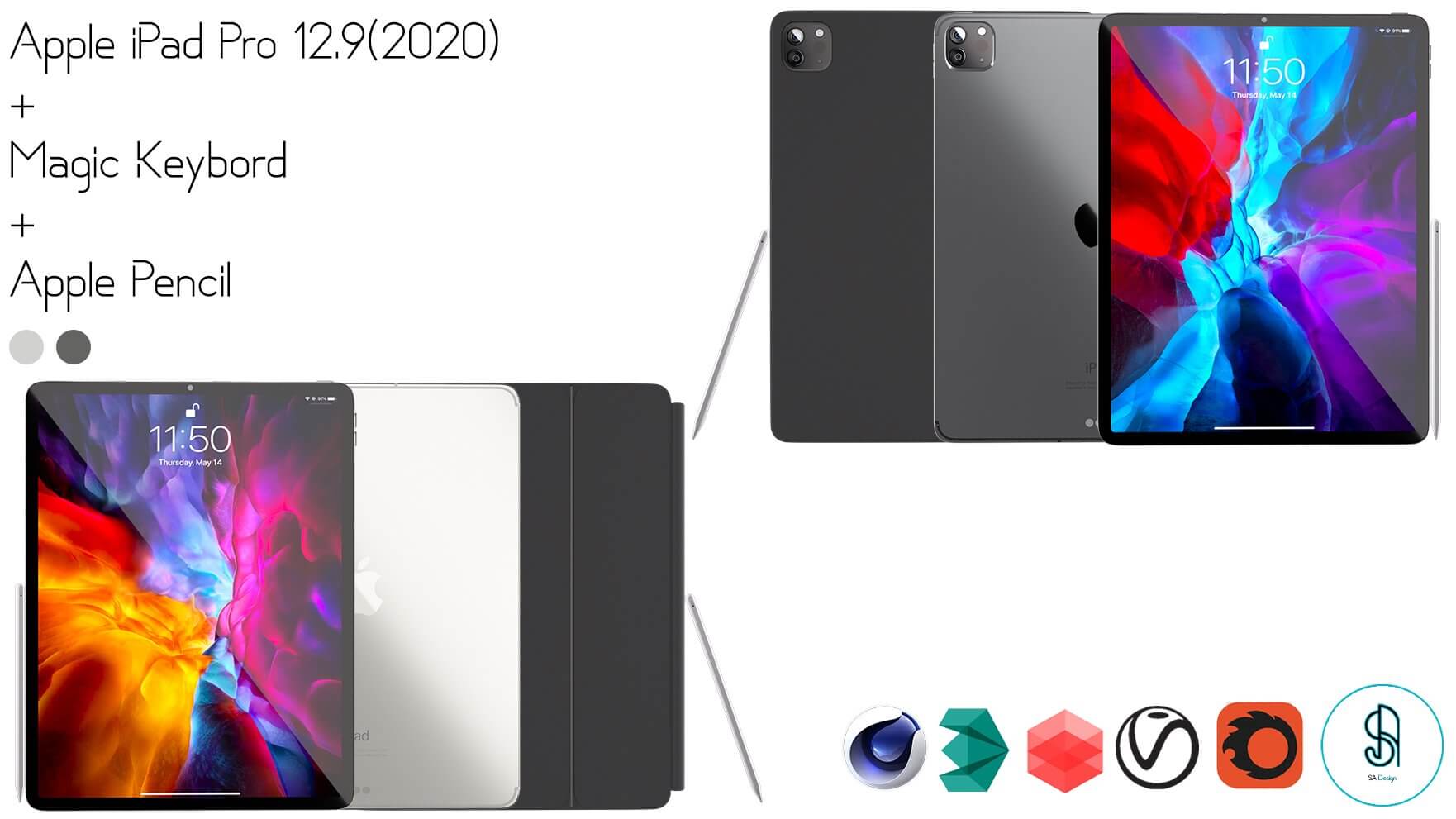 IPad Pro 2020 with Magic Keybord and Apple Pencil - 3D Model by amirhs09