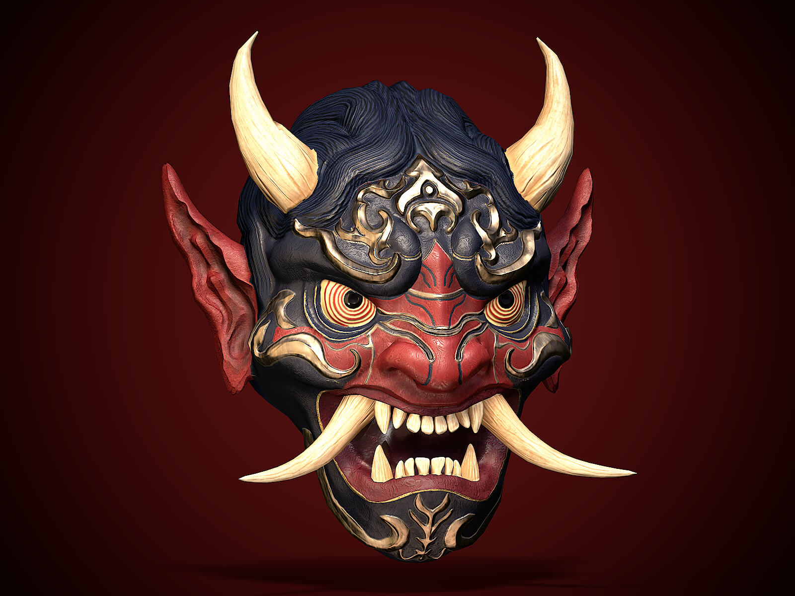 Ninja_Demon_Mask - 3D Model by Amistat
