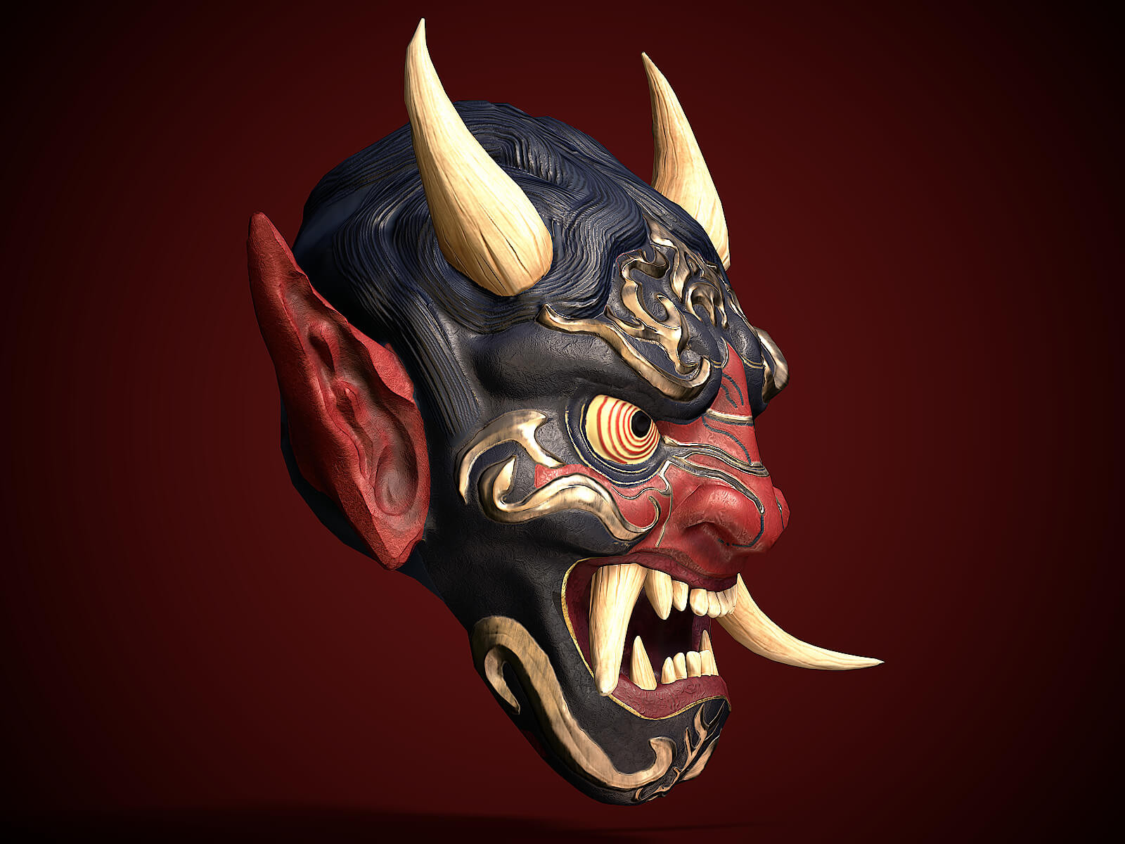 Ninja_Demon_Mask - 3D Model by Amistat