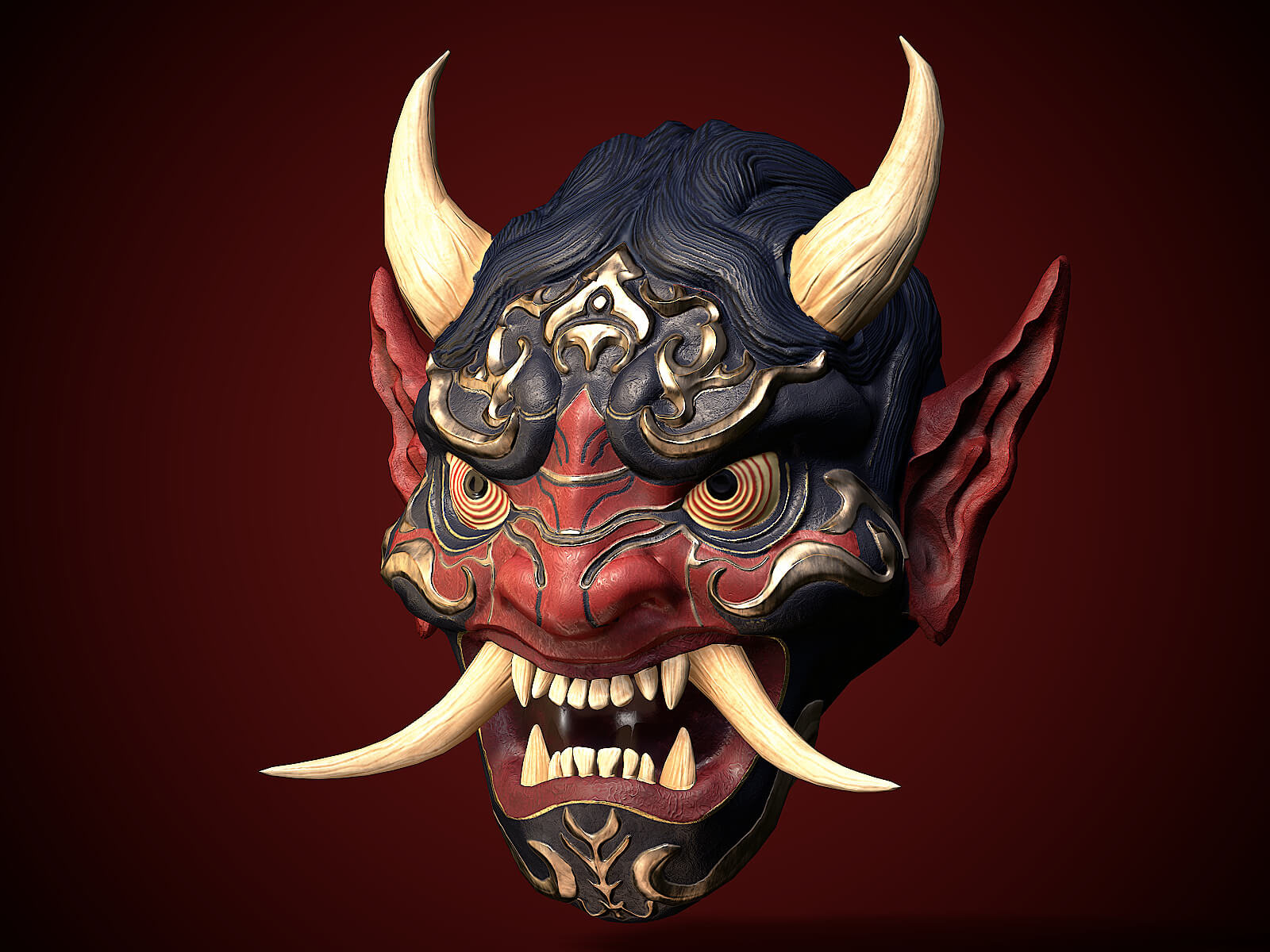 Ninja_Demon_Mask - 3D Model by Amistat