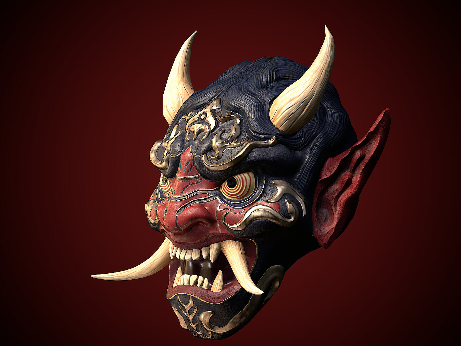 Ninja_Demon_Mask - 3D Model by Amistat