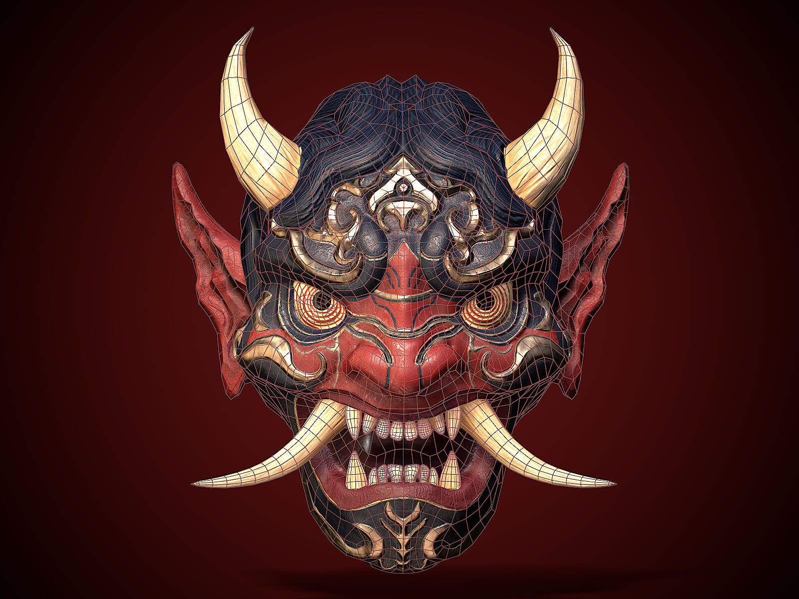 Ninja_Demon_Mask - 3D Model by Amistat