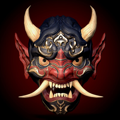 Ninja_Demon_Mask - 3D Model by Amistat