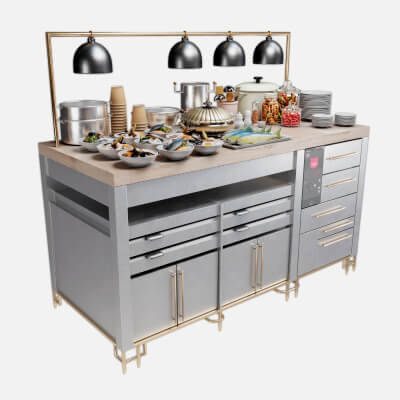 Food Serving Table With Seafood - 3D Model by Amistat