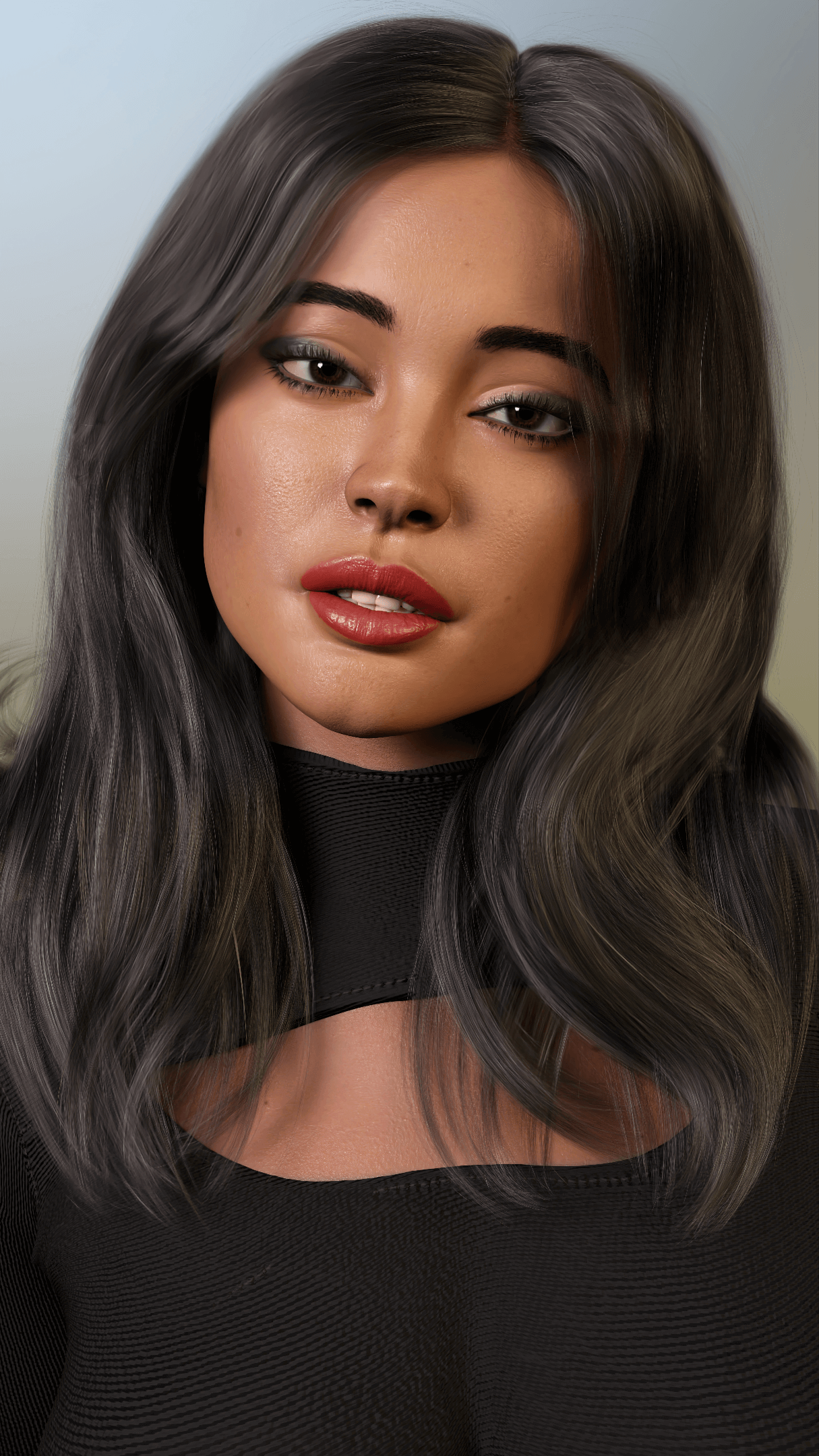 Eva - Simple Portrait 3D Render, Digital Art by AmomynousGames