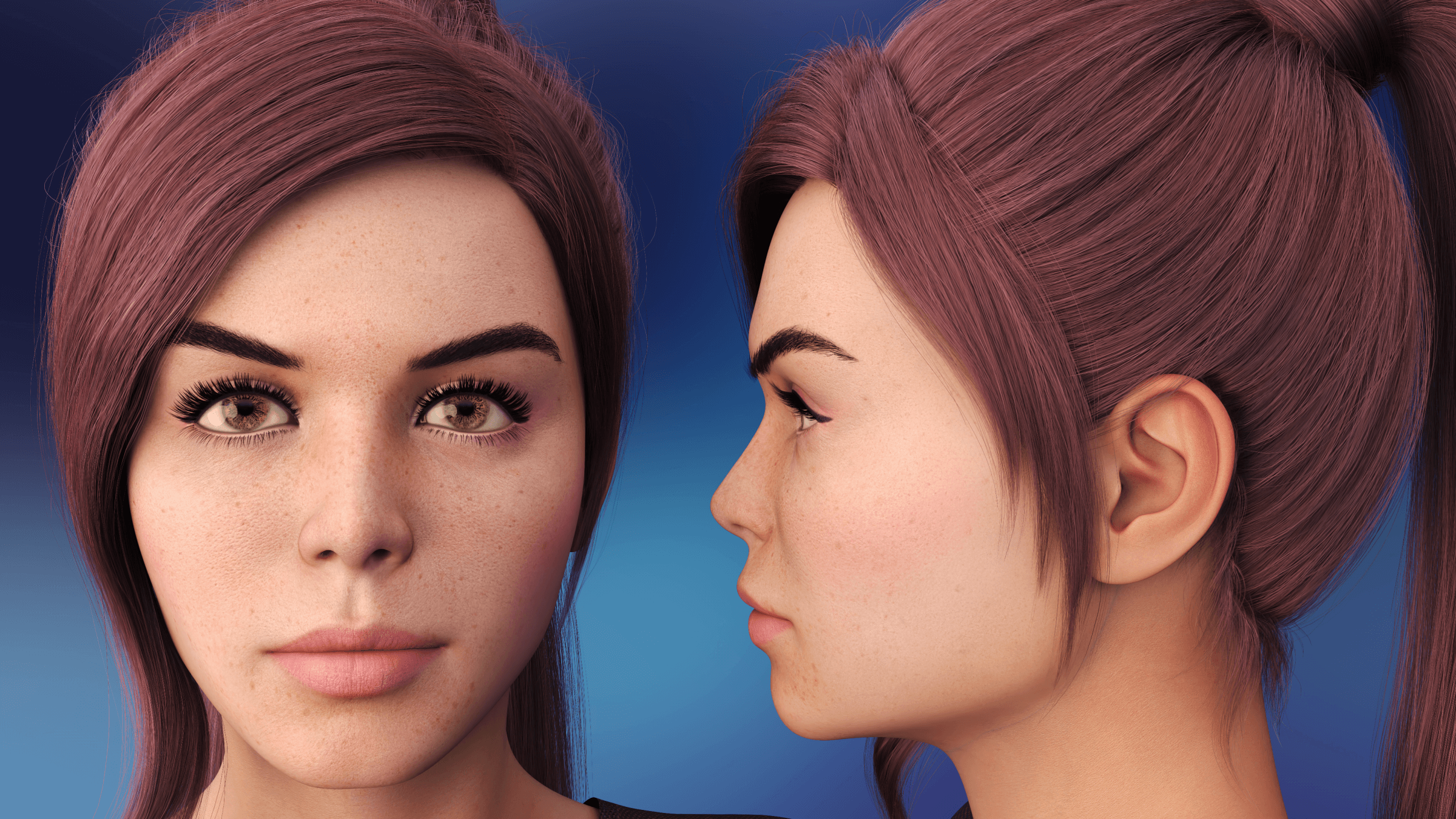 Haley - Face Structure 3D Render, Digital Art by AmomynousGames