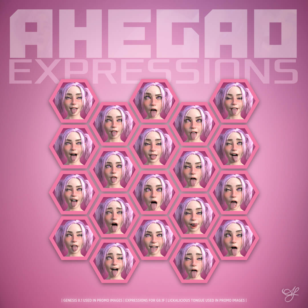 Ahegao Expressions for G8.1F - Daz Content by Amouretluxure