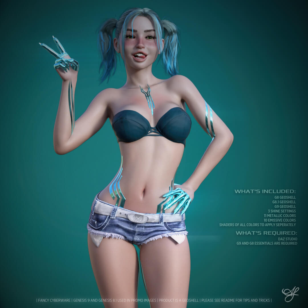 Fancy Cyberware for G8F, G8.1F, & G9 - Free Daz Content by Amouretluxure