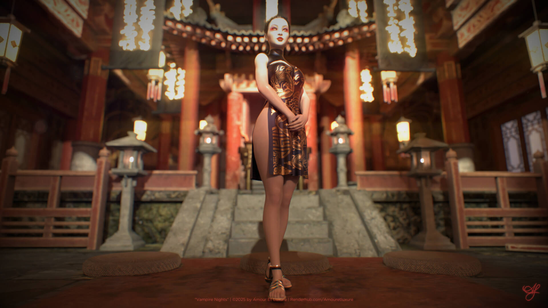 Vampire Nights Night 4 3D Render, Digital Art by Amouretluxure
