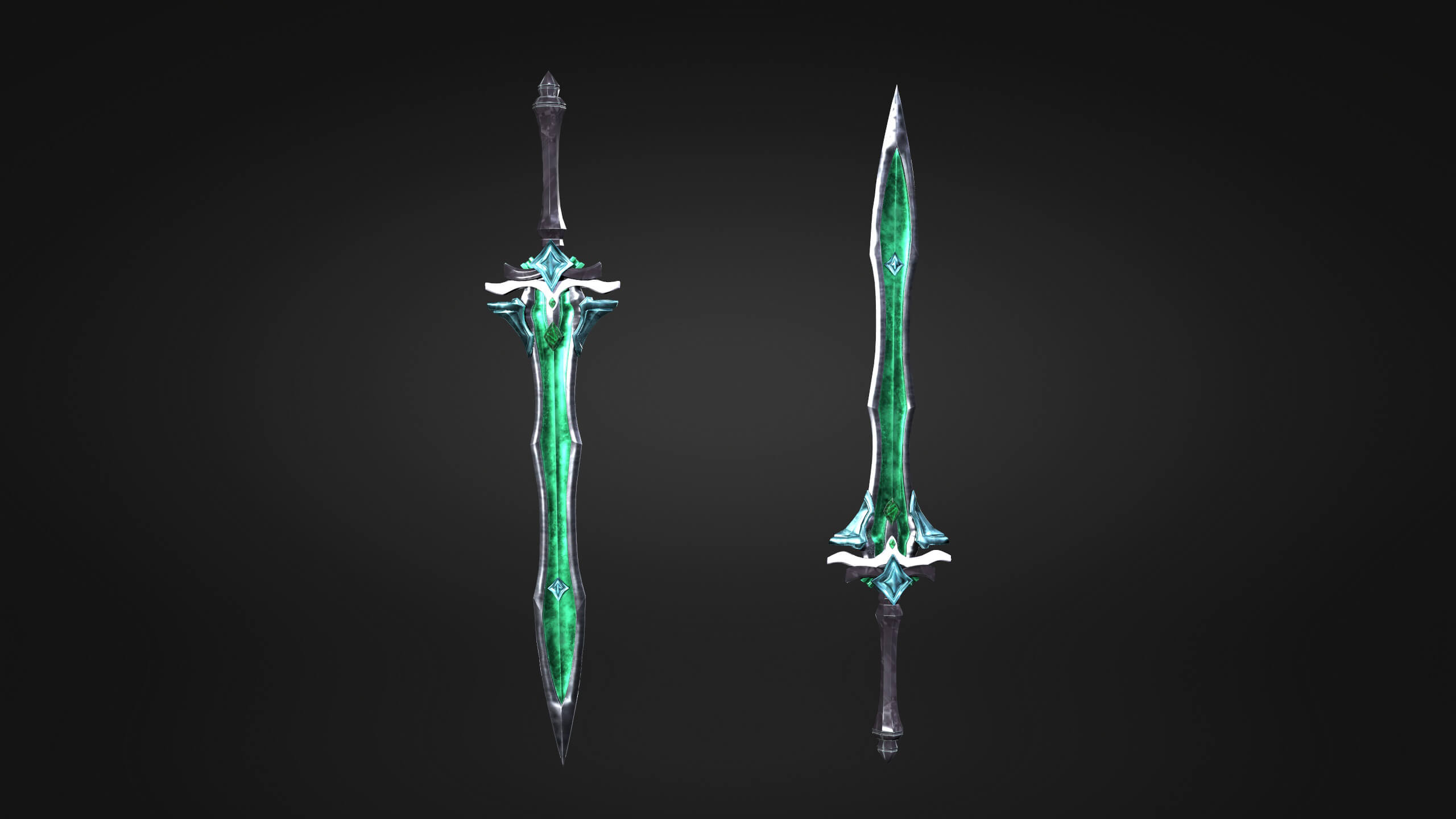 Low Poly "Fantasy Sword" in Asian Style - 3D Model by Andrei Ermakov