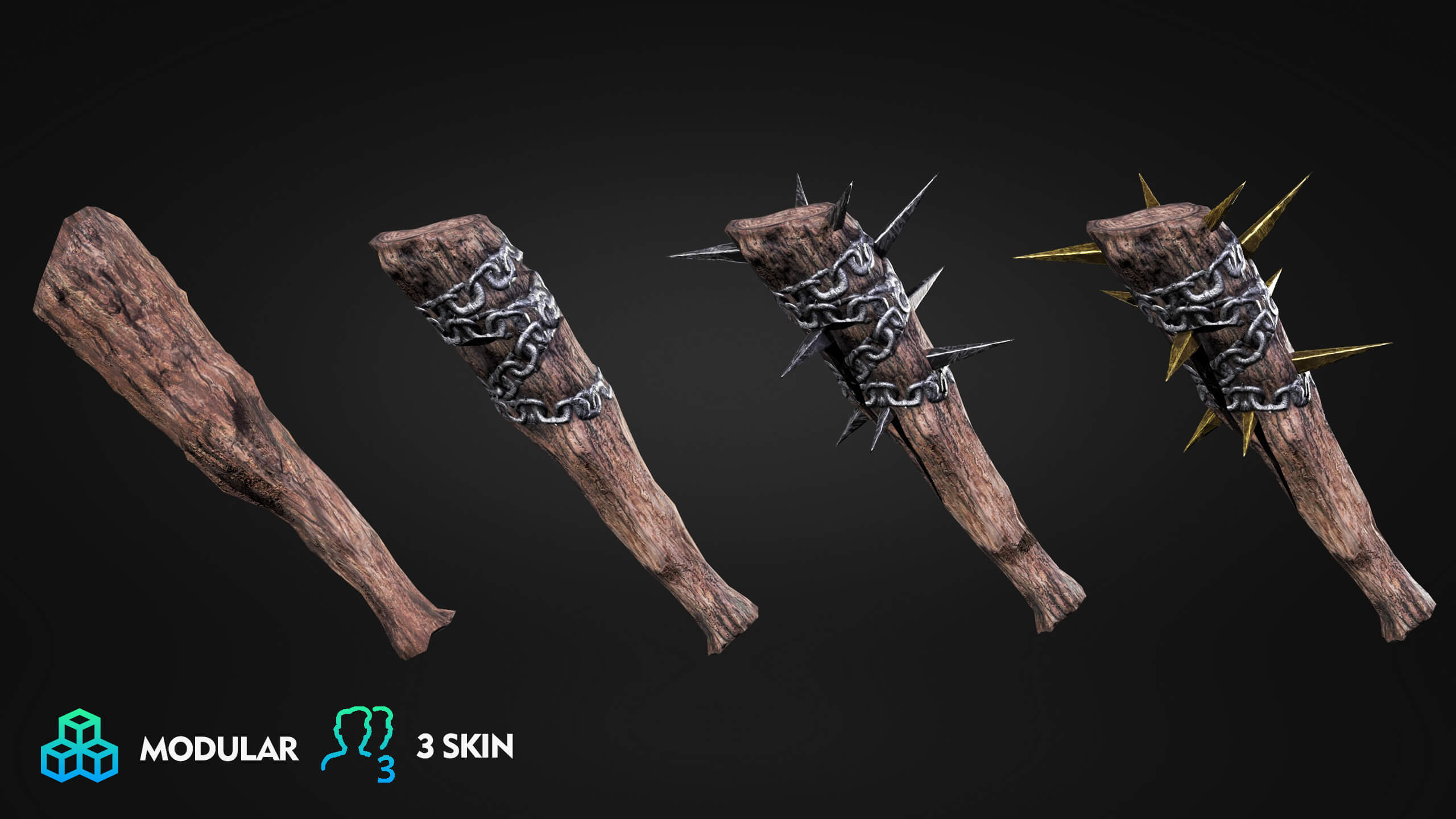 Low Poly Modular Weapon "Cudgel" - 3D Model by Andrei Ermakov