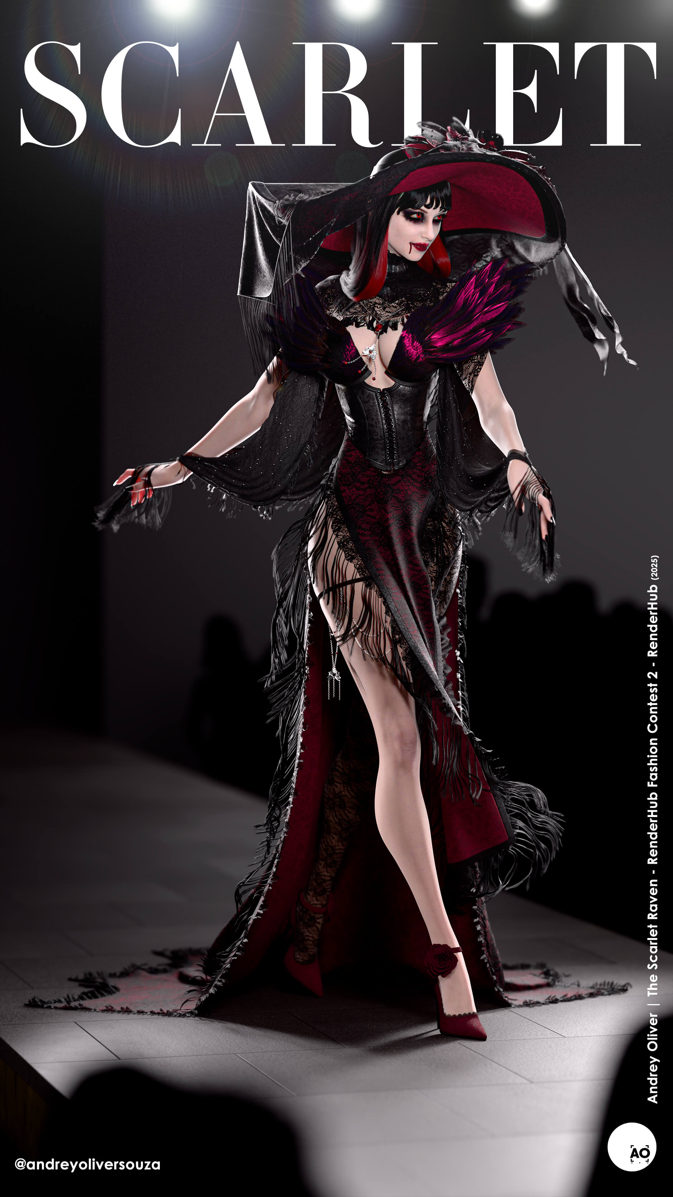 The Scarlet Raven 3D Render, Digital Art by andrey_oliver