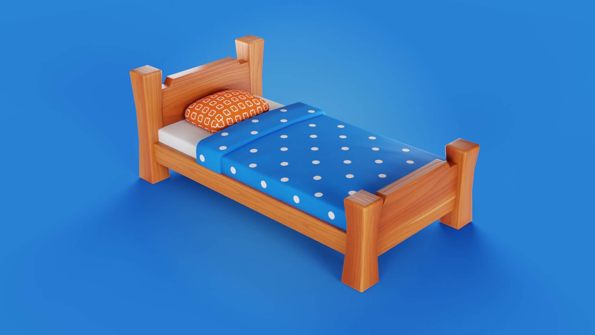 Stylized Wooden Bed - 3 Color Variation Free 3D Model by andrey_ryzhko