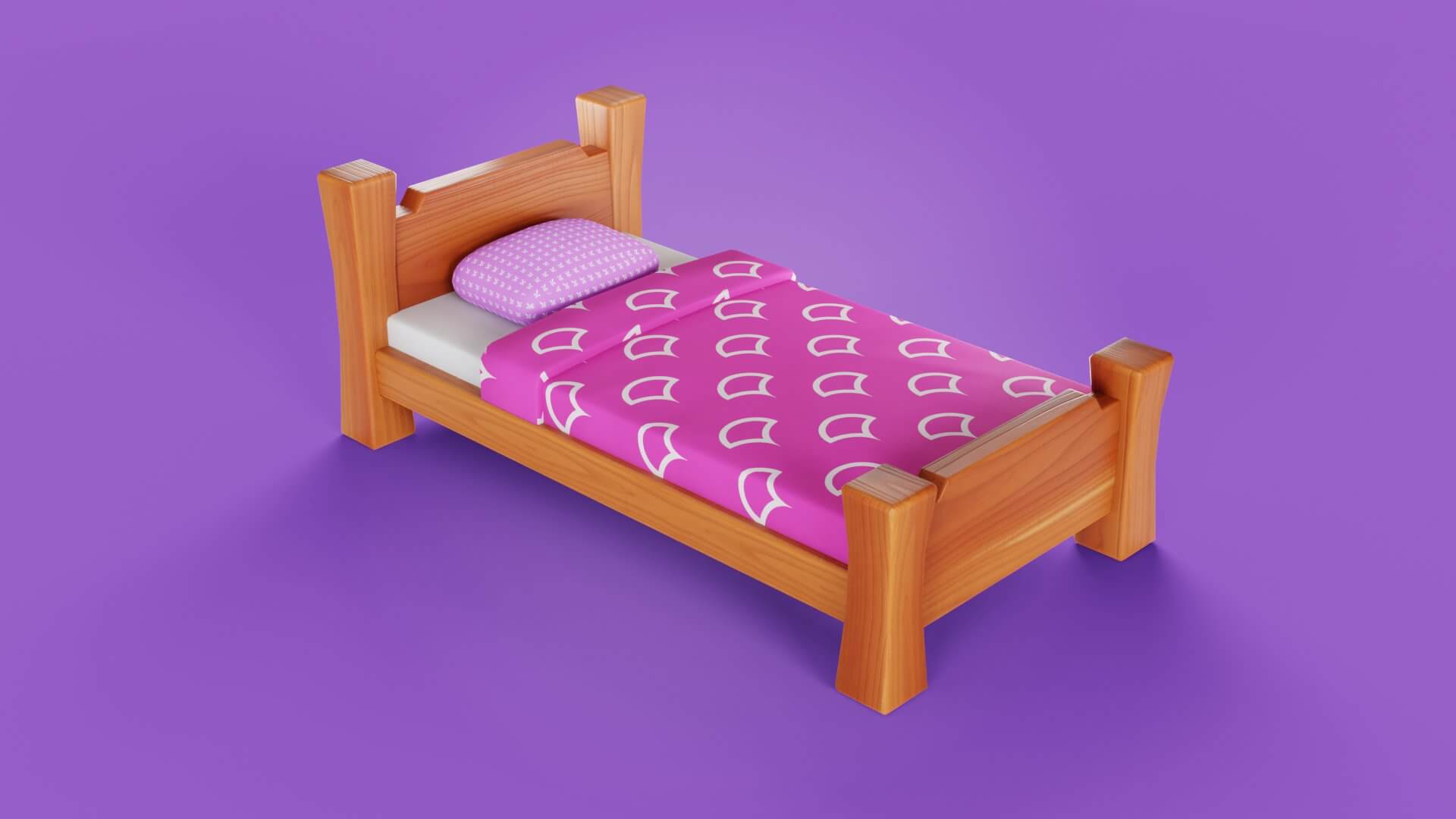 Stylized Wooden Bed - 3 Color Variation Free 3D Model by andrey_ryzhko