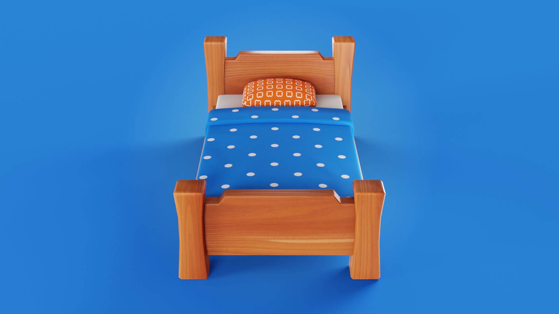Stylized Wooden Bed - 3 Color Variation Free 3D Model by andrey_ryzhko
