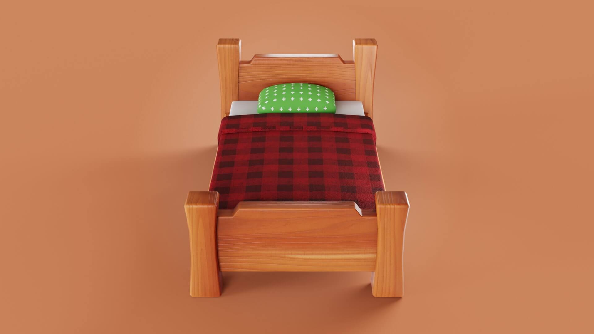 Stylized Wooden Bed - 3 Color Variation Free 3D Model by andrey_ryzhko