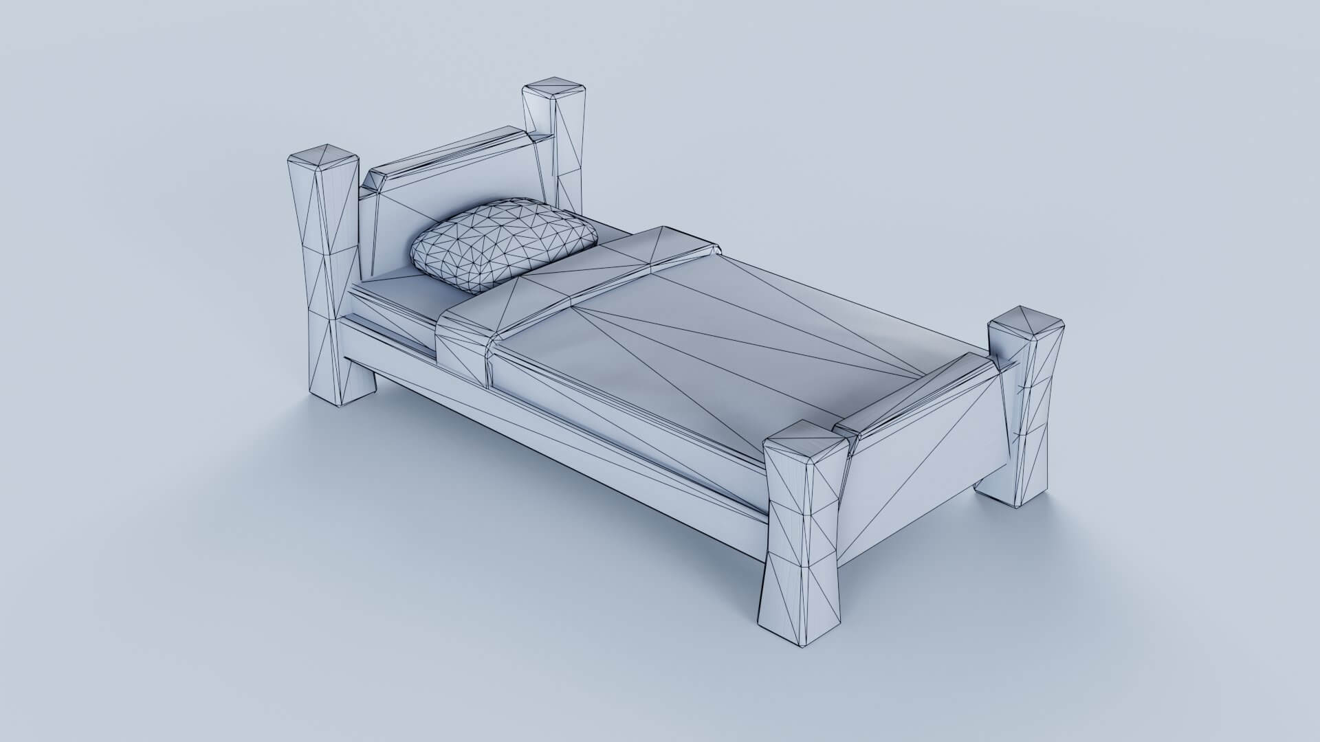 Stylized Wooden Bed - 3 Color Variation Free 3D Model by andrey_ryzhko