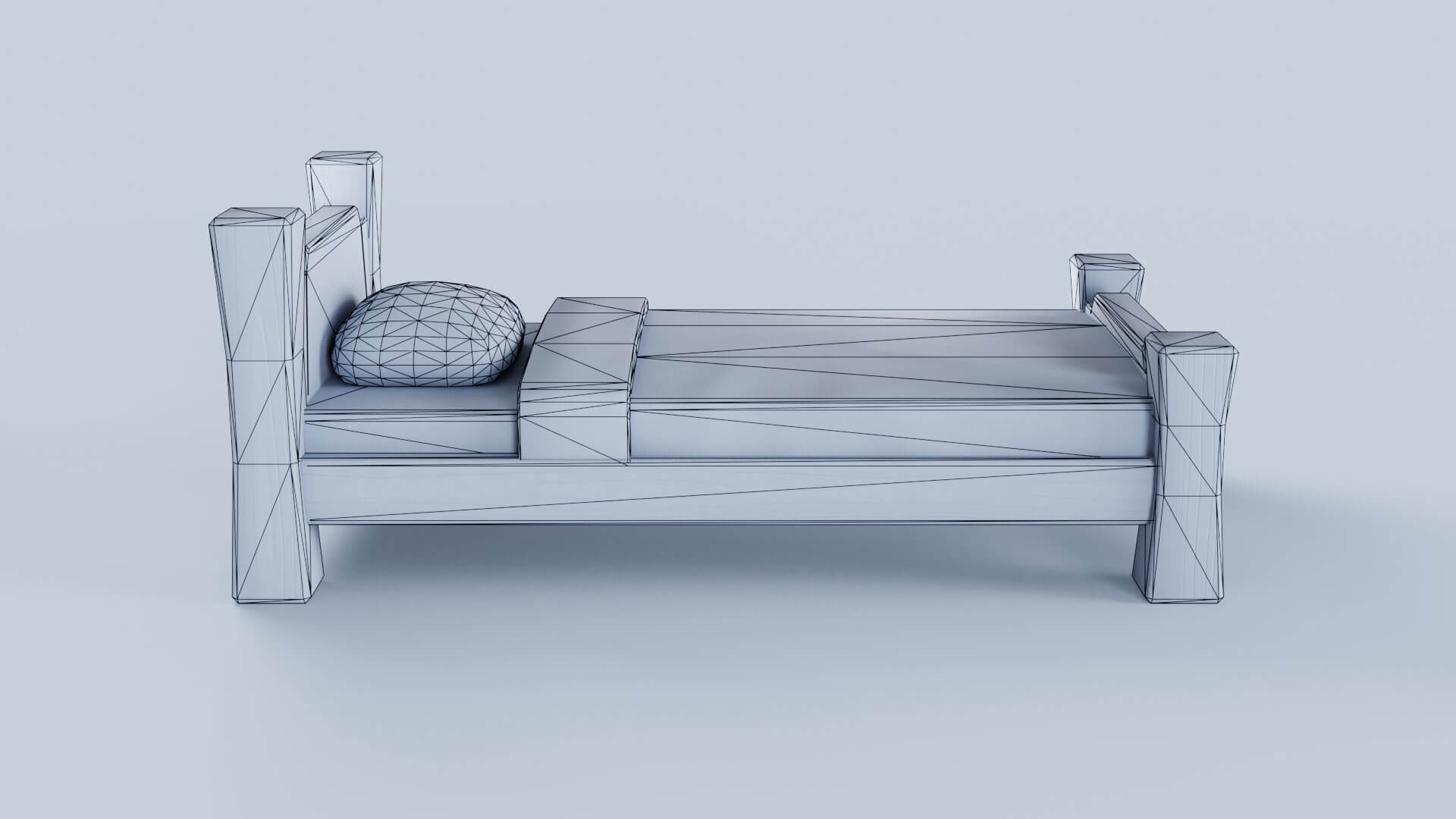 Stylized Wooden Bed - 3 Color Variation Free 3D Model by andrey_ryzhko