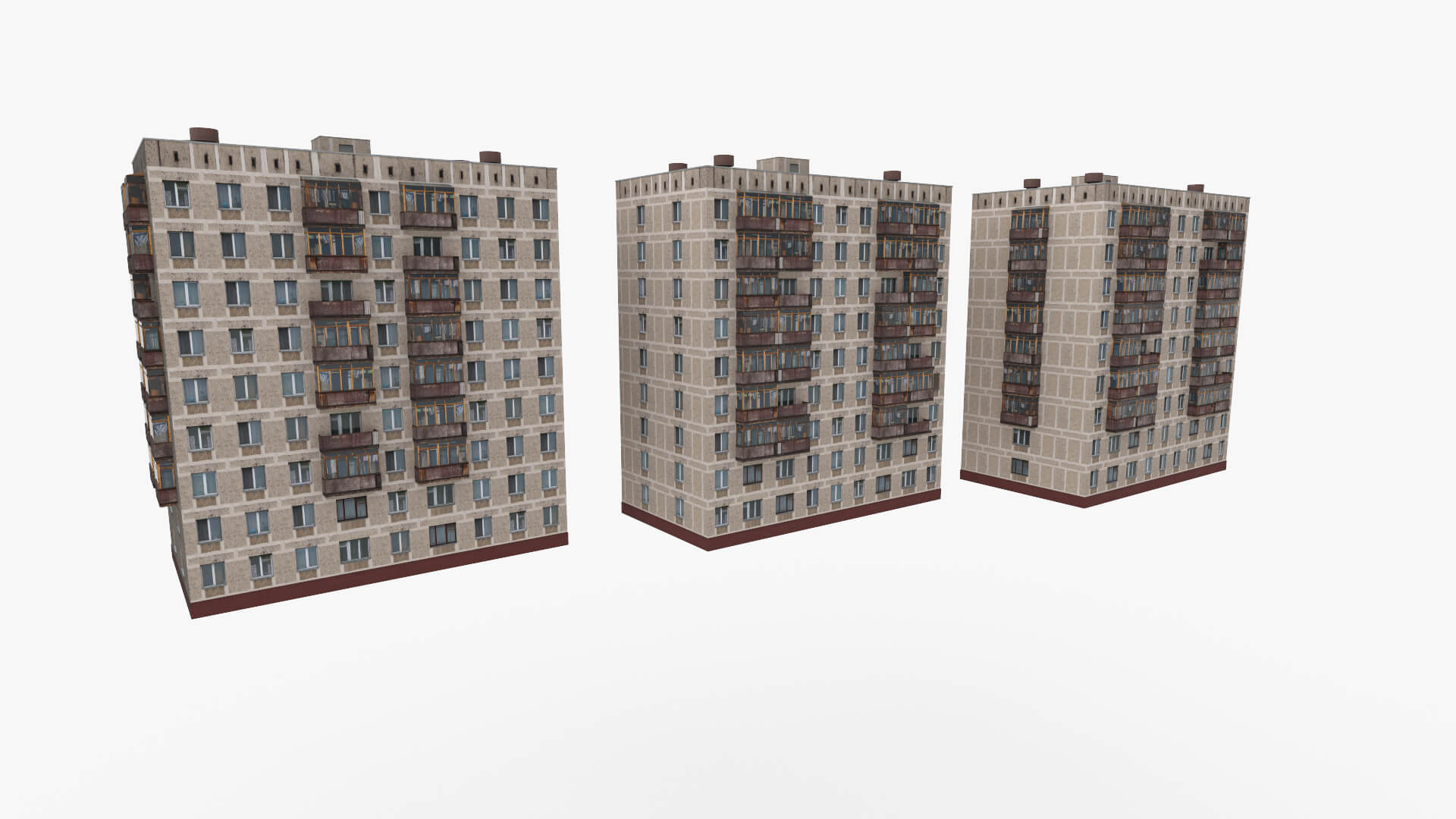 Russian Panel Houses - 3D Model by andreyd3