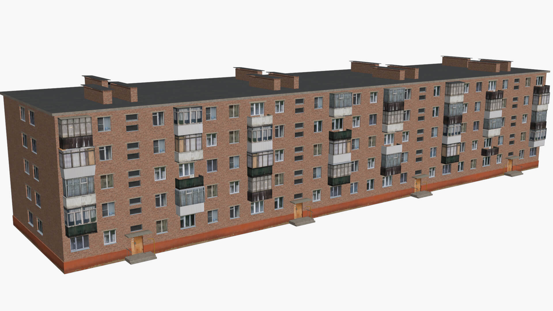 Russian Soviet Brick House 2 - 3D Model by andreyd3