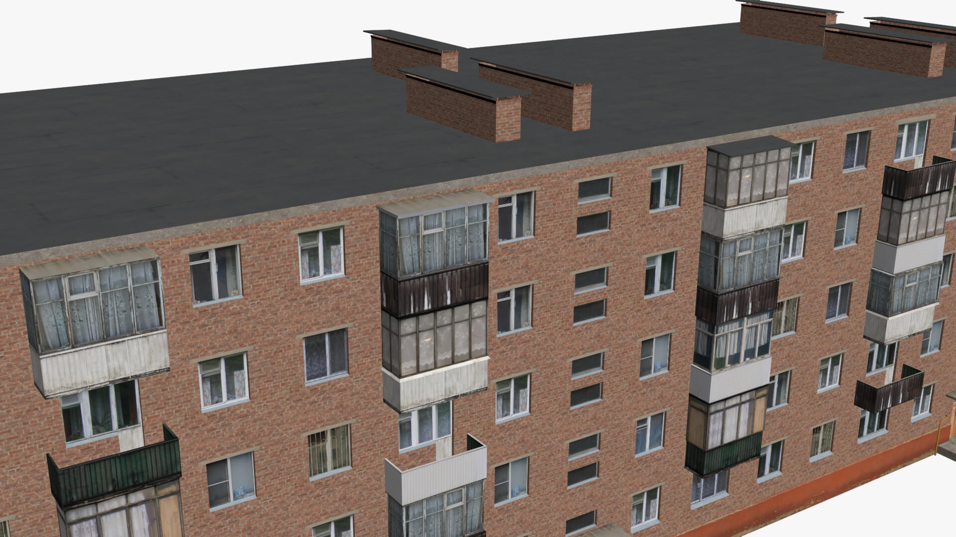 Russian Soviet Brick House 2 - 3D Model by andreyd3