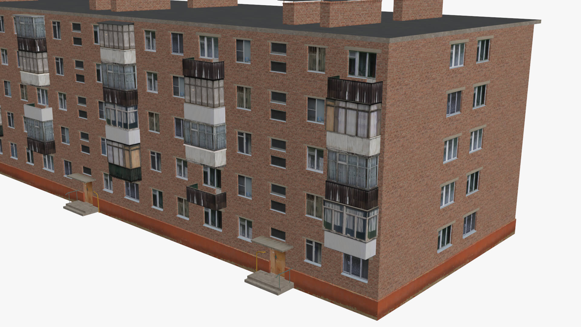 Russian Soviet Brick House 2 - 3D Model by andreyd3
