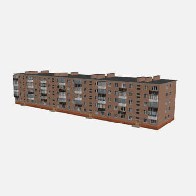 Russian Soviet Brick House 2 - 3D Model by andreyd3