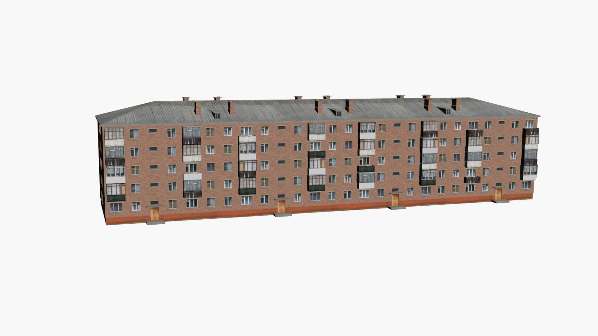 Russian Soviet Brick House - 3D Model by andreyd3