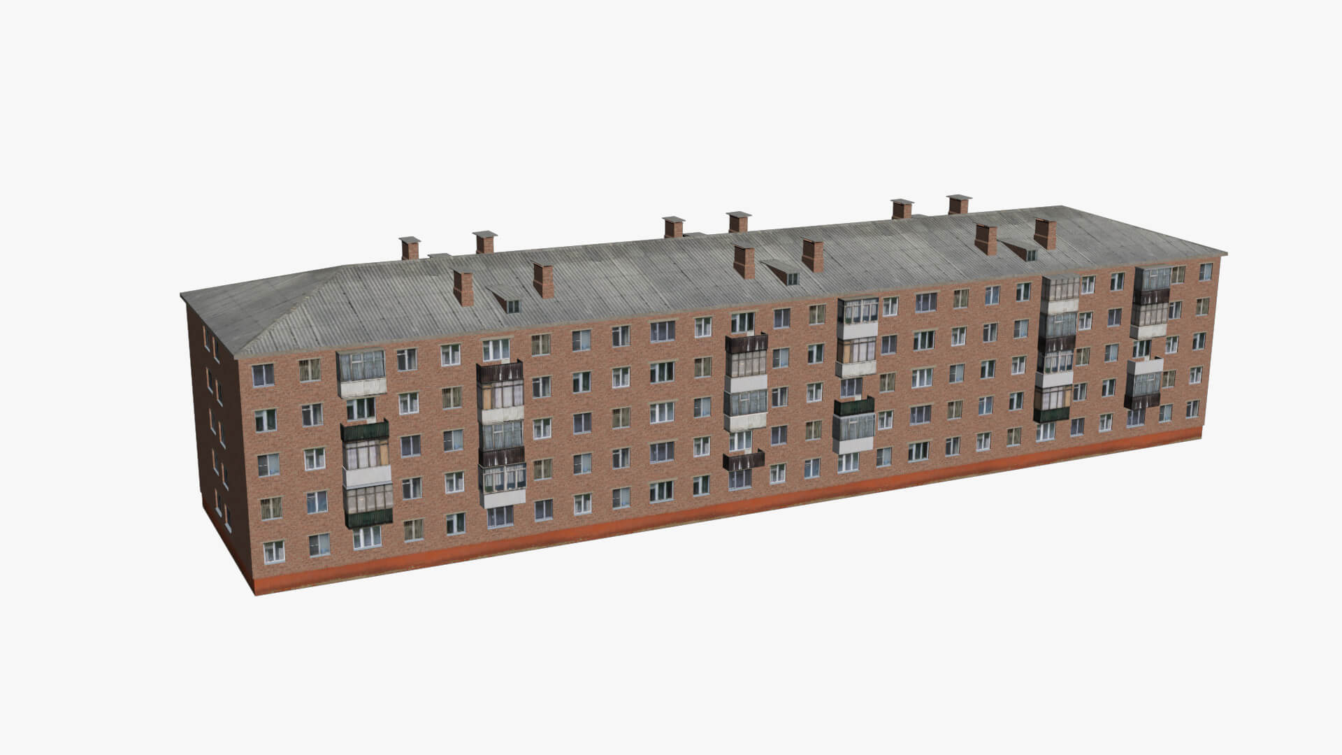 Russian Soviet Brick House - 3D Model by andreyd3