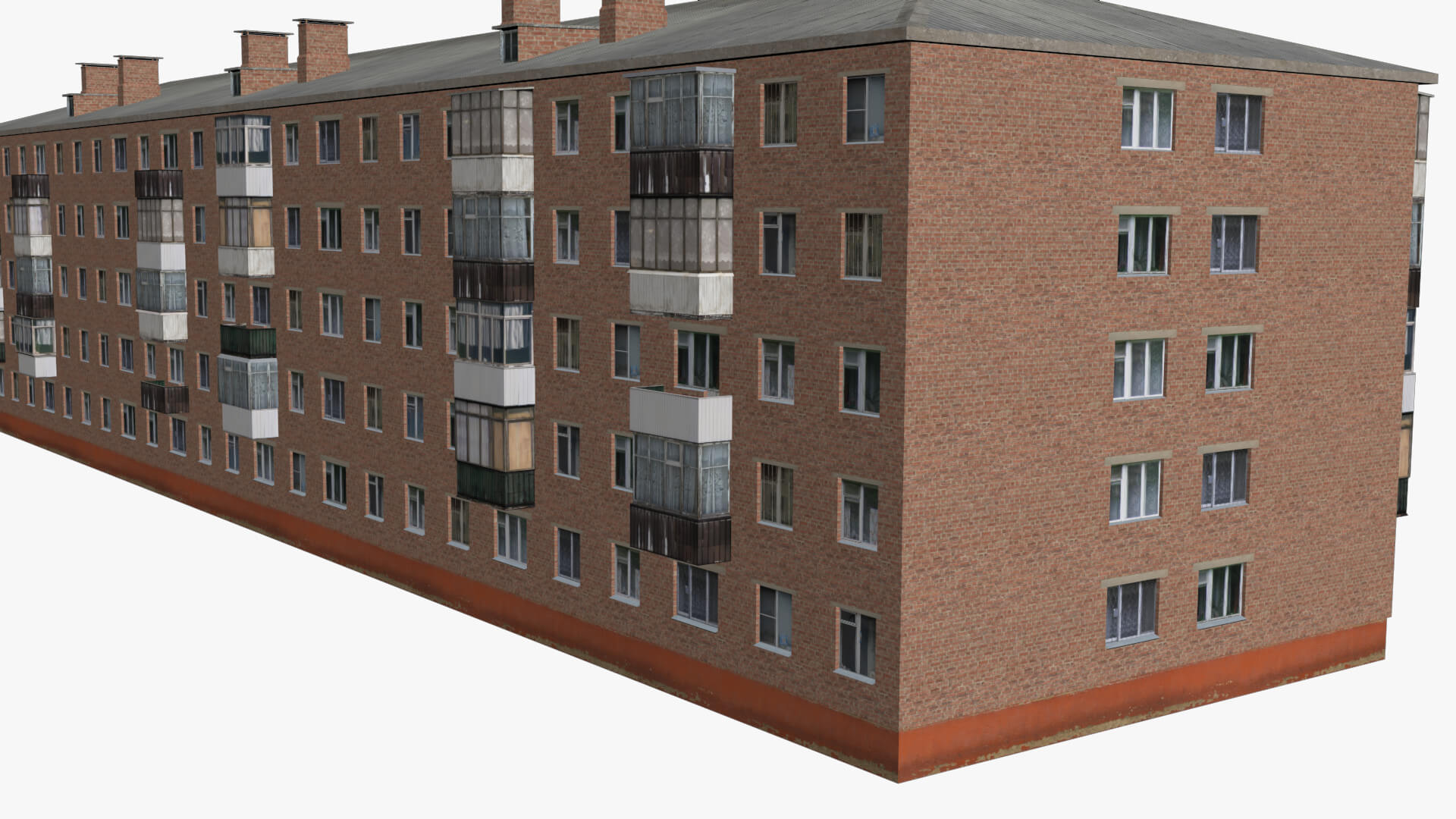 Russian Soviet Brick House - 3D Model by andreyd3