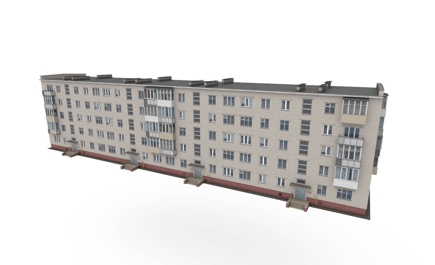 Russian Typical Brick House - 3D Model by andreyd3