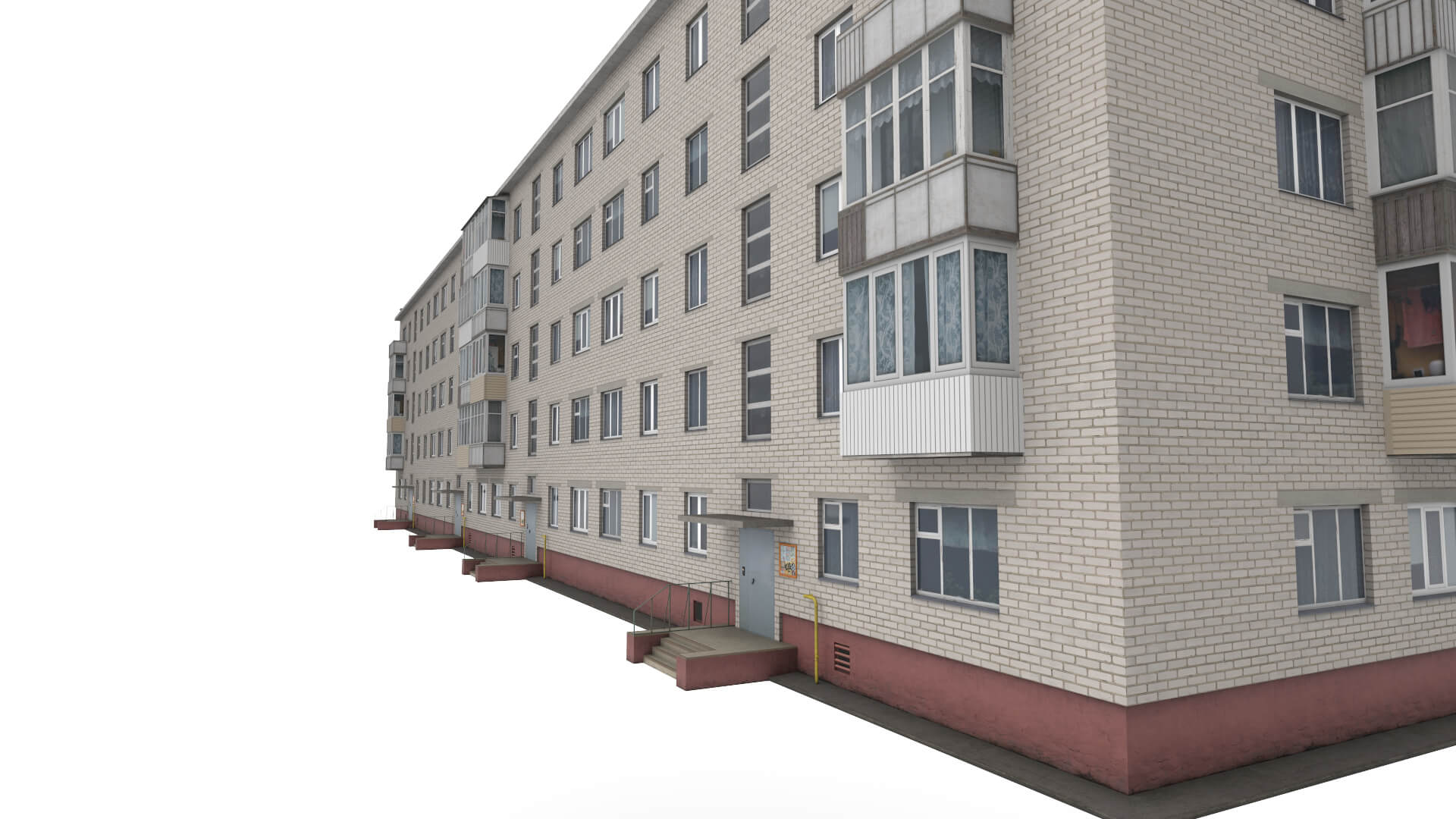 Russian Typical Brick House - 3D Model by andreyd3