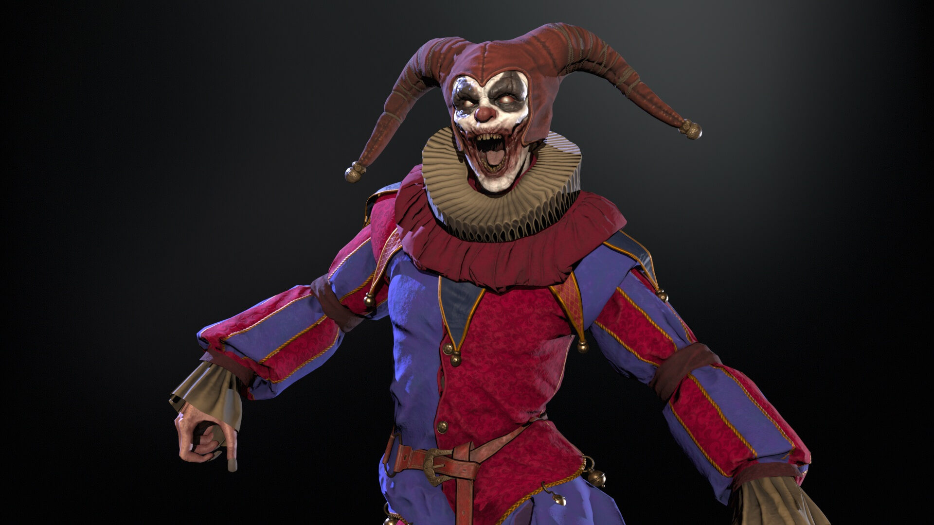Clown Gester Game Ready - 3D Model by andryuha1981