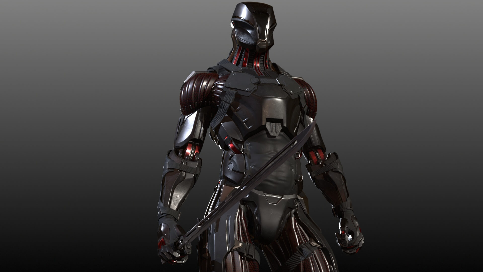 Cyber Ninja game ready - 3D Model by andryuha1981