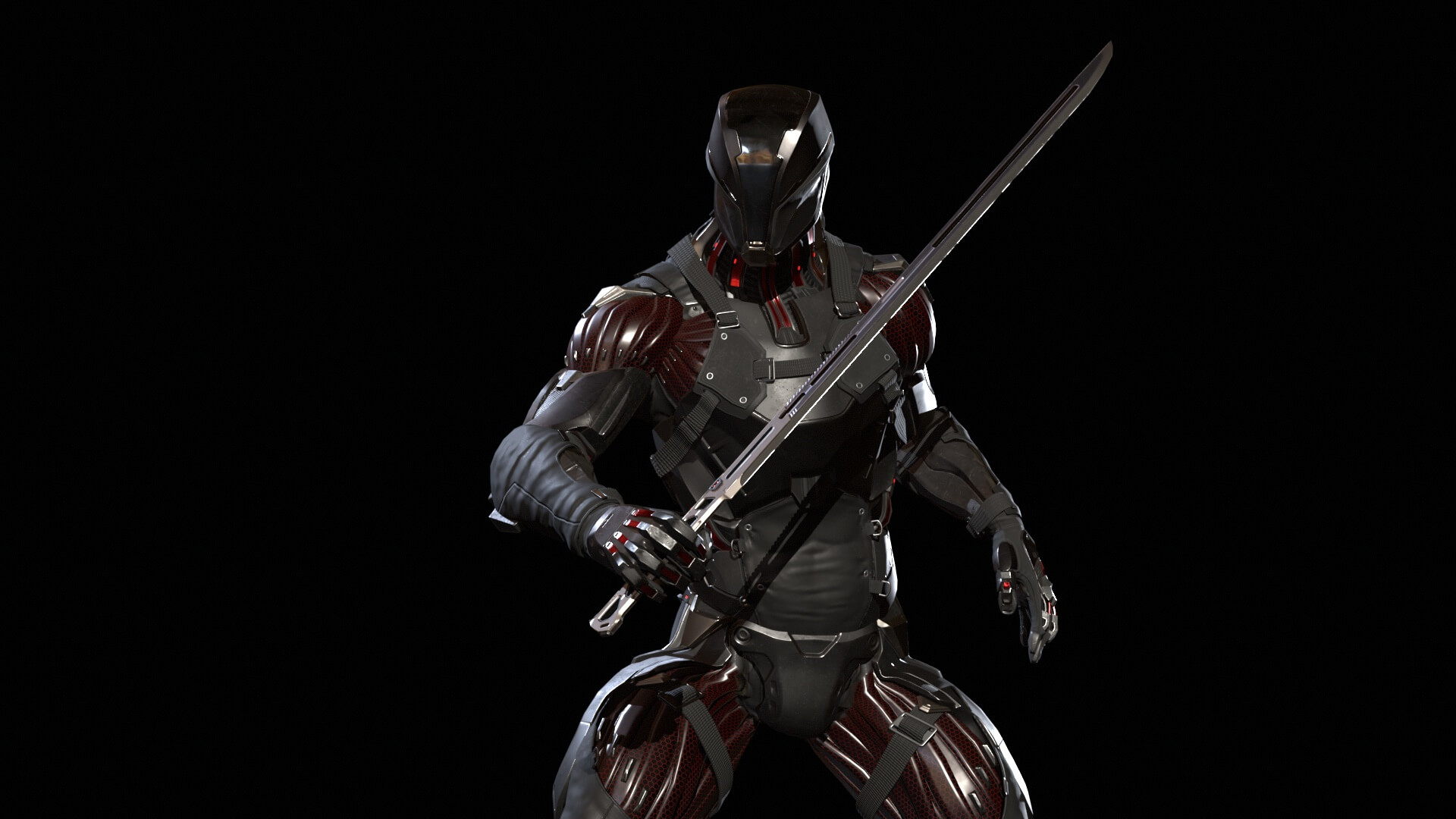 Cyber Ninja game ready - 3D Model by andryuha1981