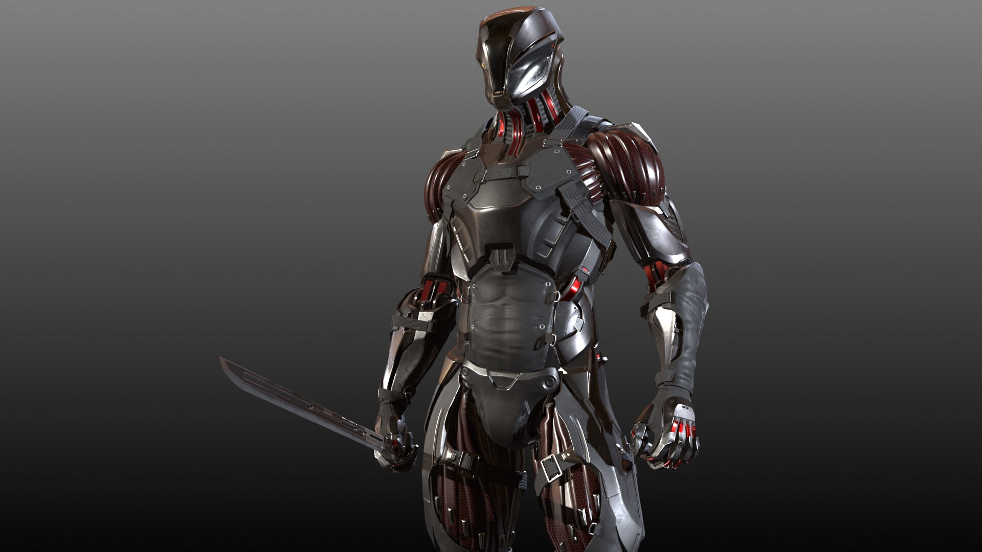 Cyber Ninja game ready - 3D Model by andryuha1981