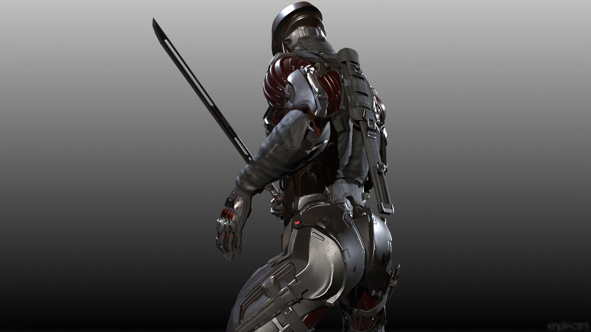 Cyber Ninja game ready - 3D Model by andryuha1981