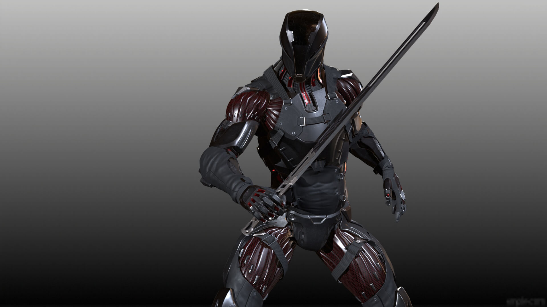 Cyber Ninja game ready - 3D Model by andryuha1981