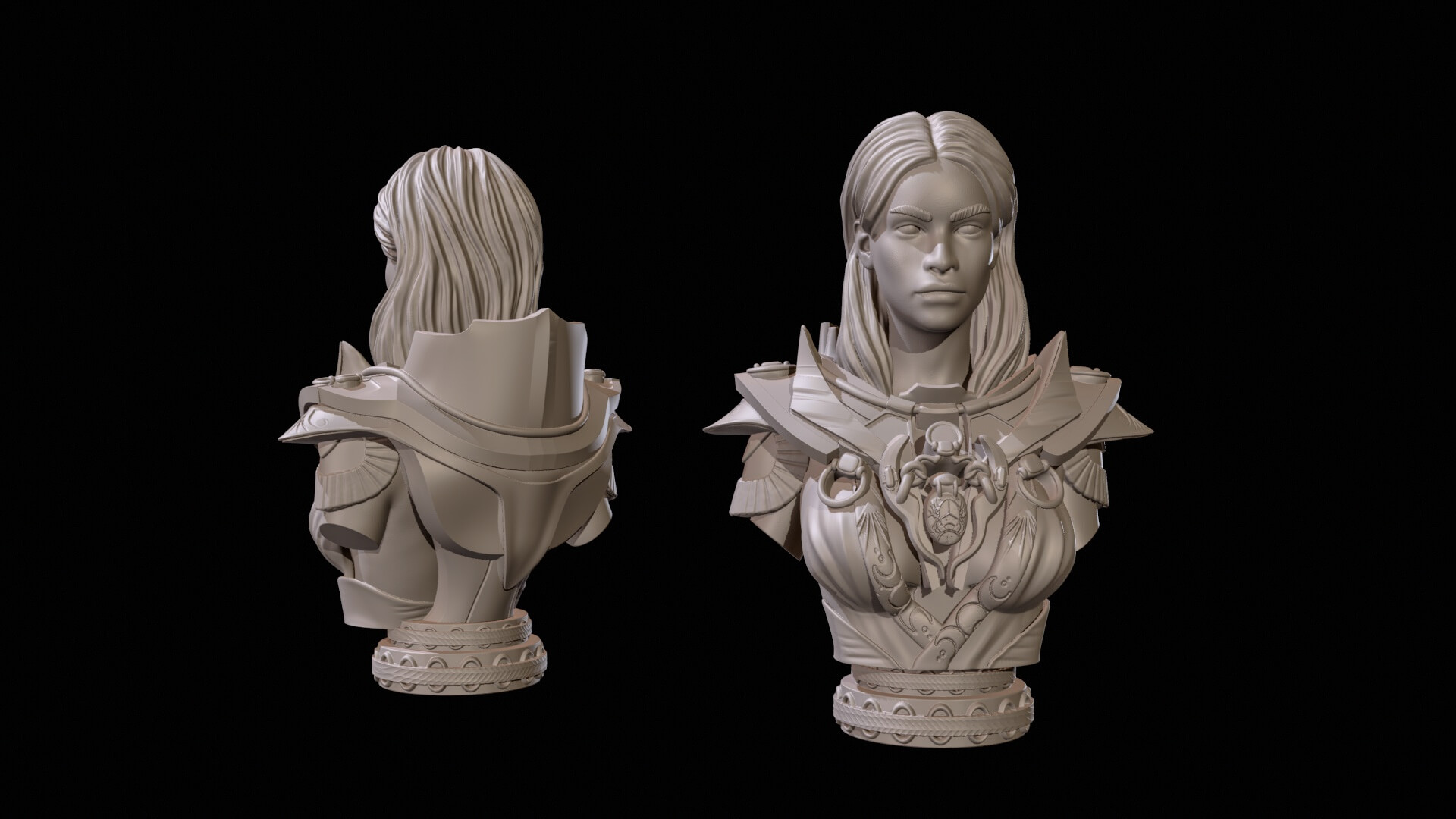 Fantasy Warrior Bust 2 High Poly for 3D Print by andryuha1981