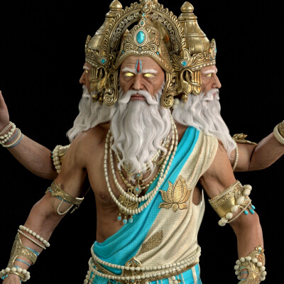 Indian God Brahma - 3D Model by andryuha1981