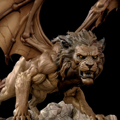 Majestic Manticore Statue - 3D Model by andryuha1981