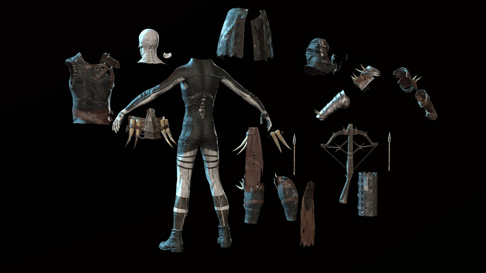 Skeleton 3 With Swords - 3D Model by andryuha1981