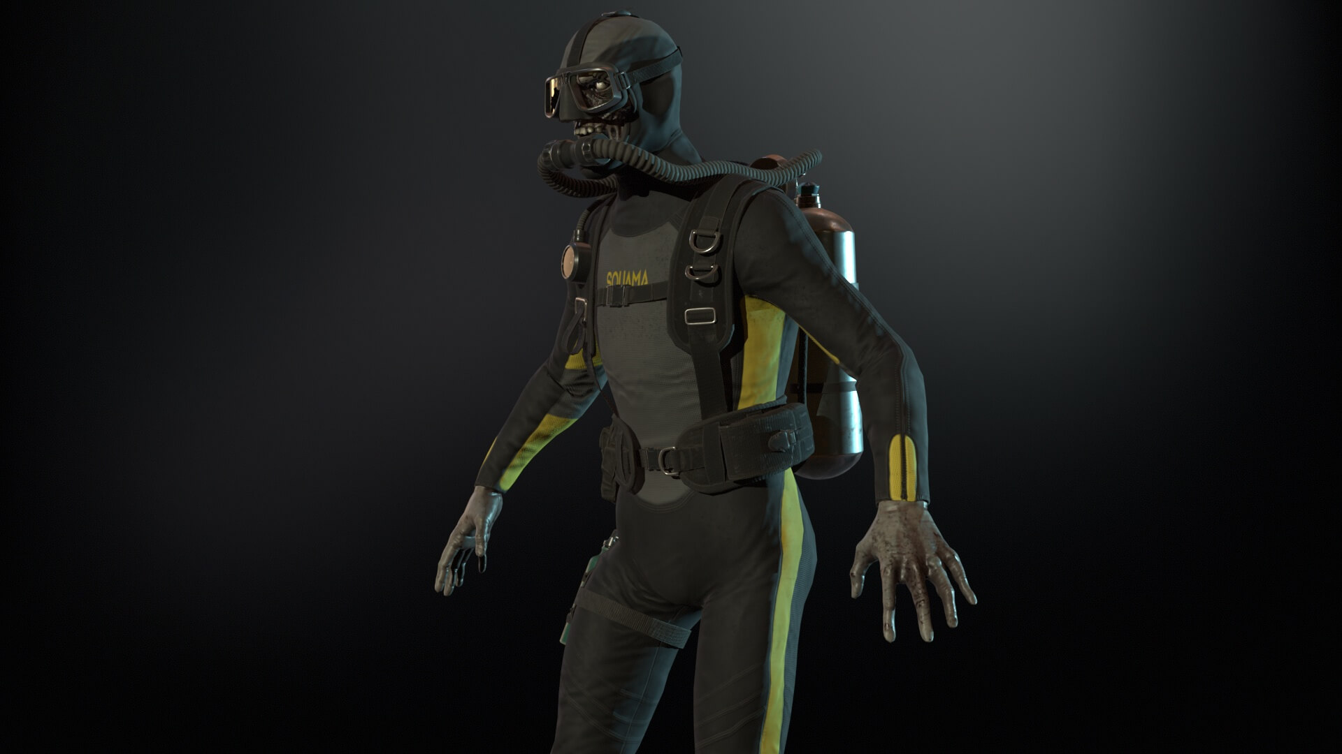 Zombie Diver Game Ready - 3D Model by andryuha1981