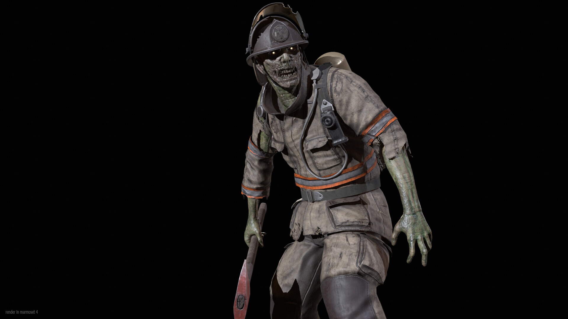 Zombie Firefighter - 3D Model by andryuha1981